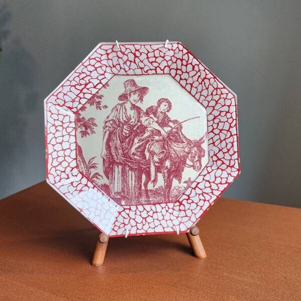 Red Toile Dinner Plate - Etsy