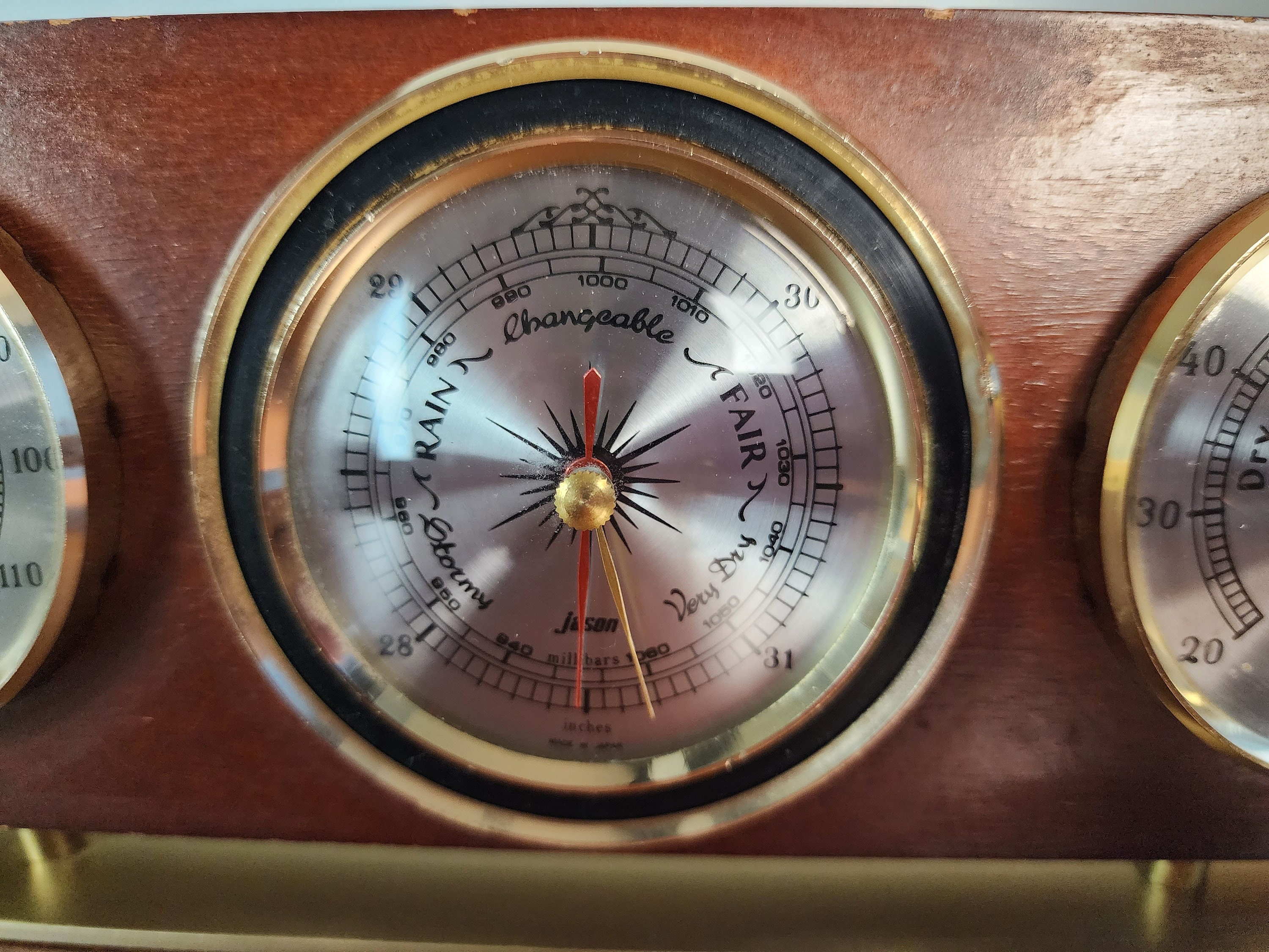 Vintage 70s Jason Barometer Temperature Humidity Desktop Shelf Weather ...