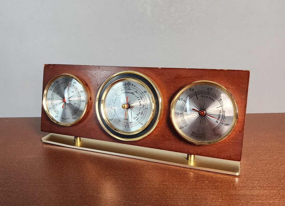 Vintage 70s Jason Barometer Temperature Humidity Desktop Shelf Weather ...
