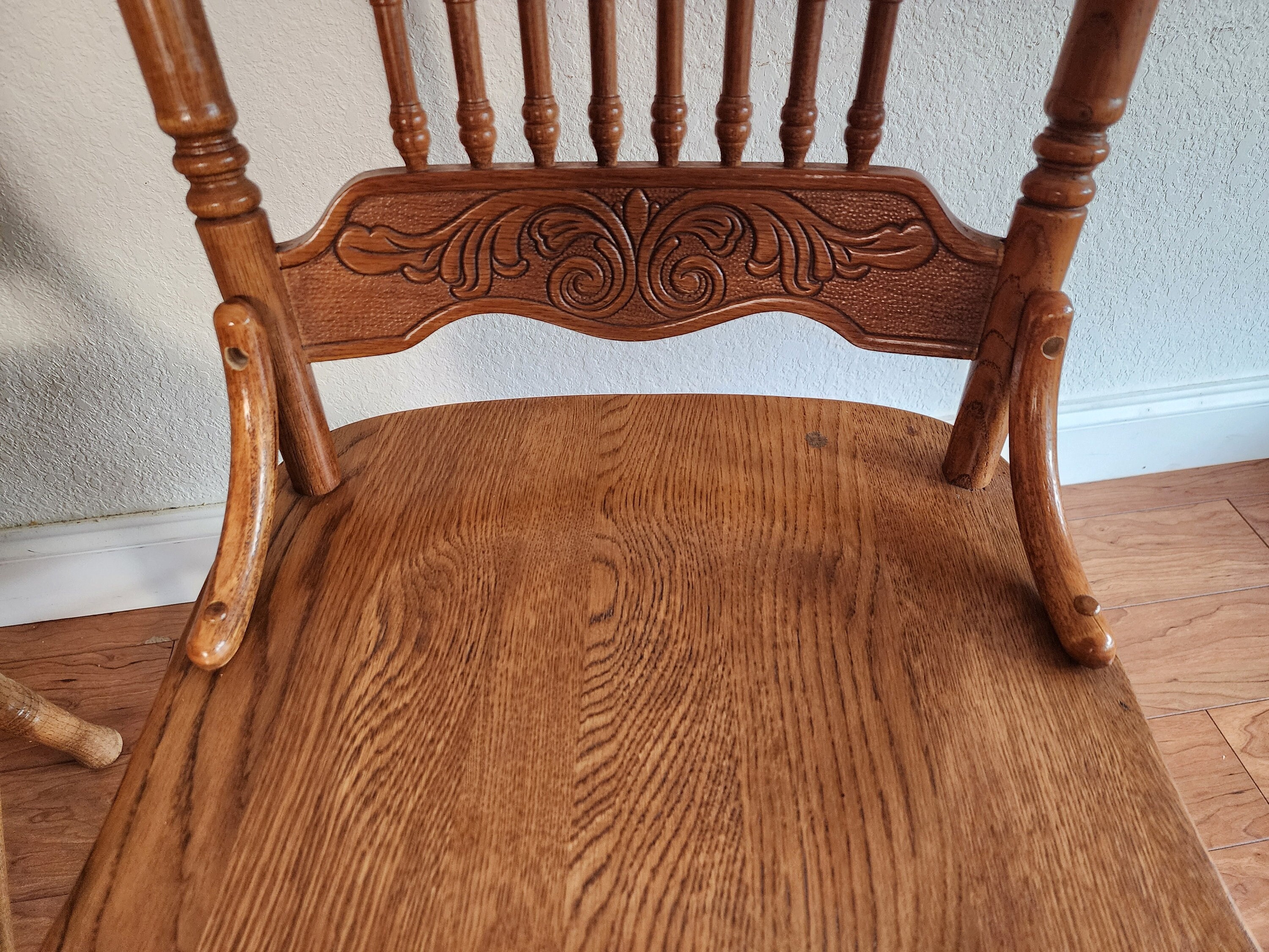 Vintage Solid Wood Carved Pressed Back Dining Chairs, Set of 4 - Etsy