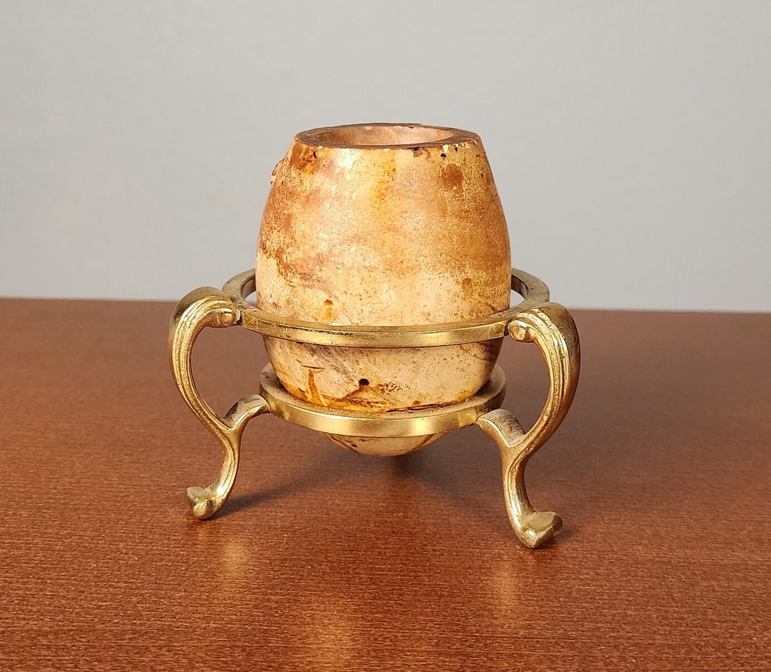Vintage Heavy Stone Inkwell With Solid Brass Ink Pot Holder, Hollywood ...