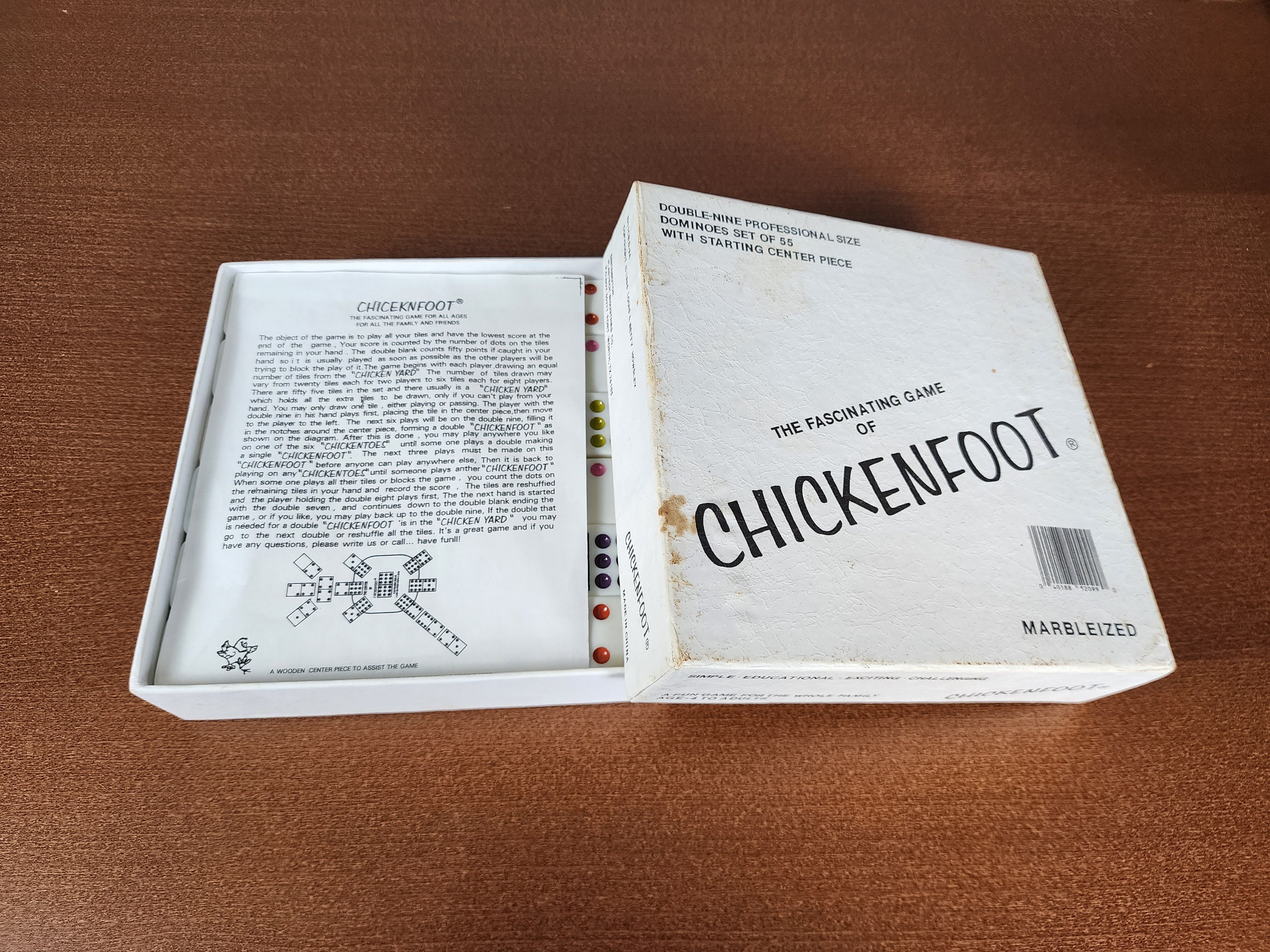 Vintage Fascinating Game of Chickenfoot Domino, Marbleized Dominoes Set ...