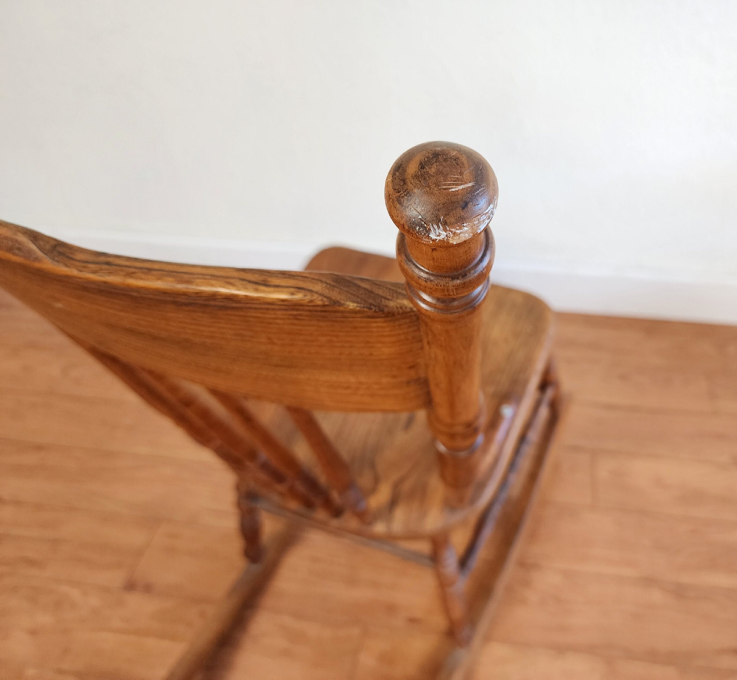 Vintage Solid Oak Carved Back Rocking Chair - Etsy