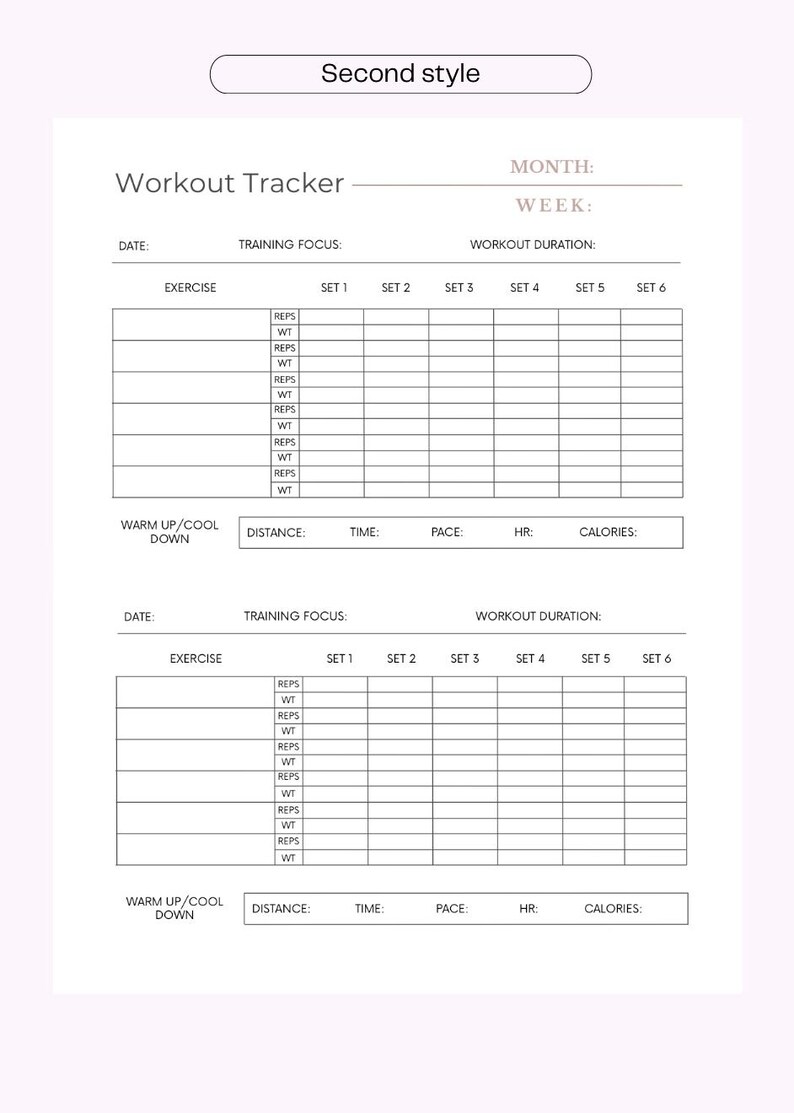 Workout Tracker, Fitness Tracker Printable, Daily Exercise Log, Fitness ...