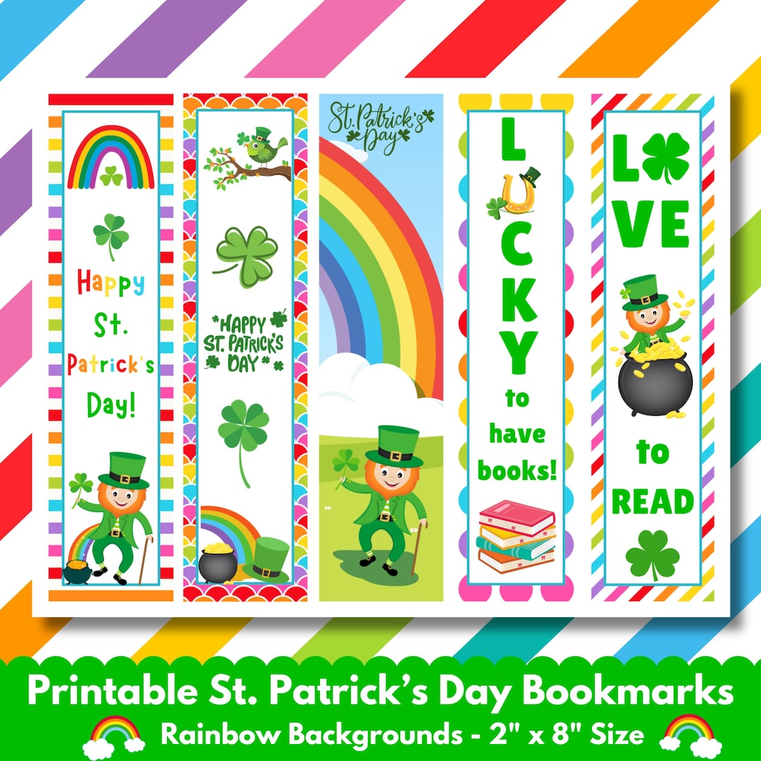St. Patrick's Day Printable Bookmarks Rainbow Saint Patrick's Day Fun ...