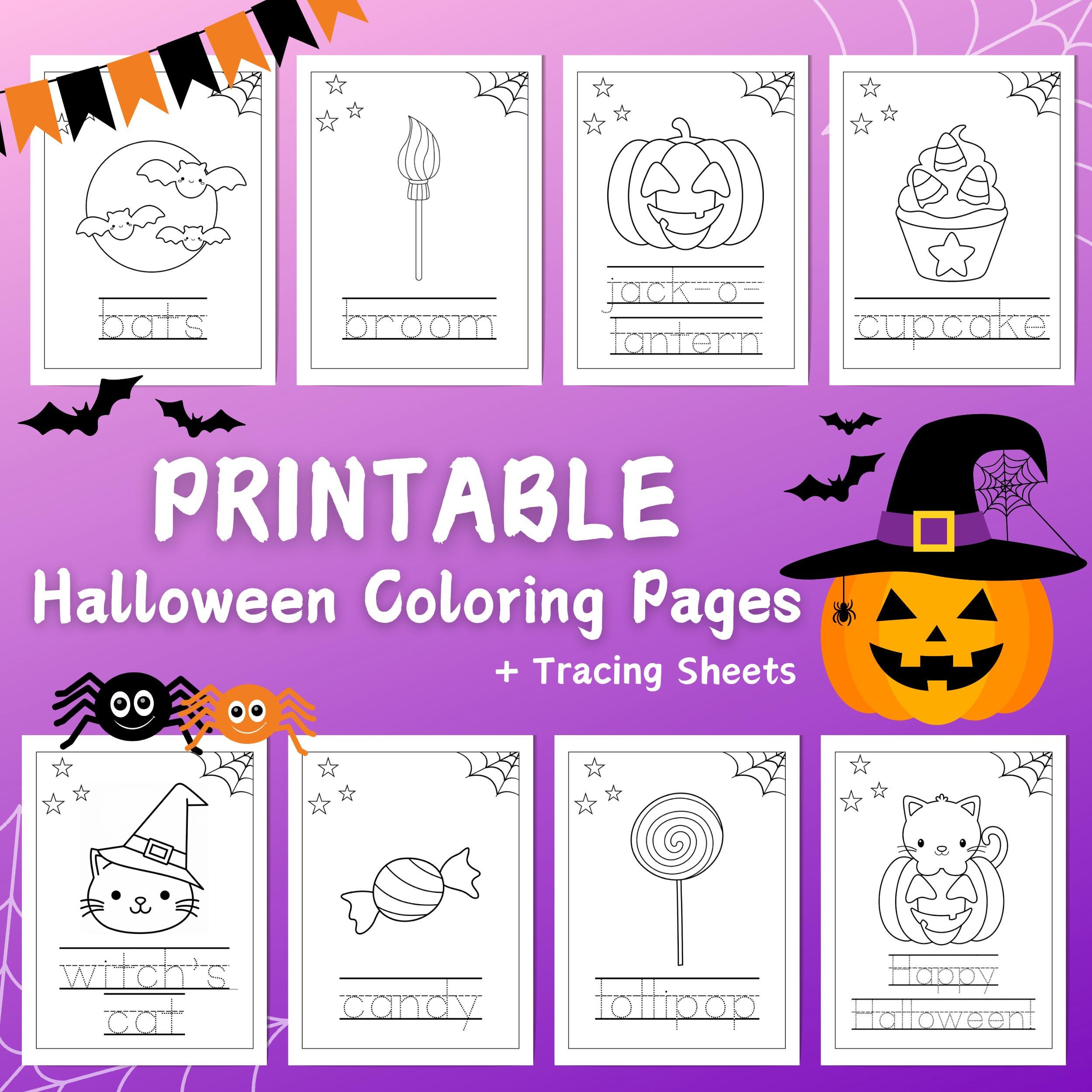 Halloween Coloring Pages for Kids, Printable Tracing Worksheets ...