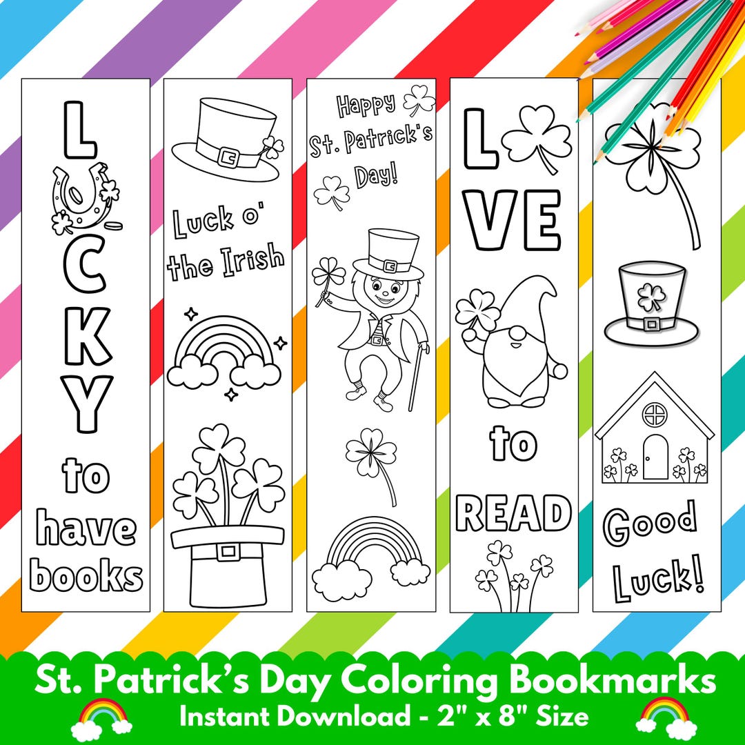 St. Patrick's Day Coloring Bookmarks to Color Saint Patrick's Day Fun ...