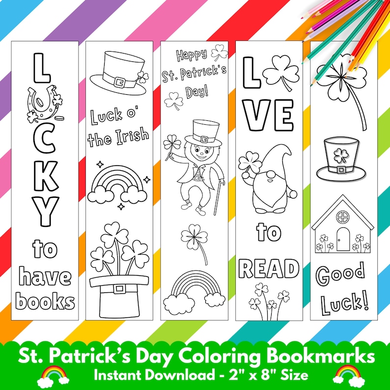 St. Patrick's Day Coloring Bookmarks to Color Saint Patrick's Day Fun ...
