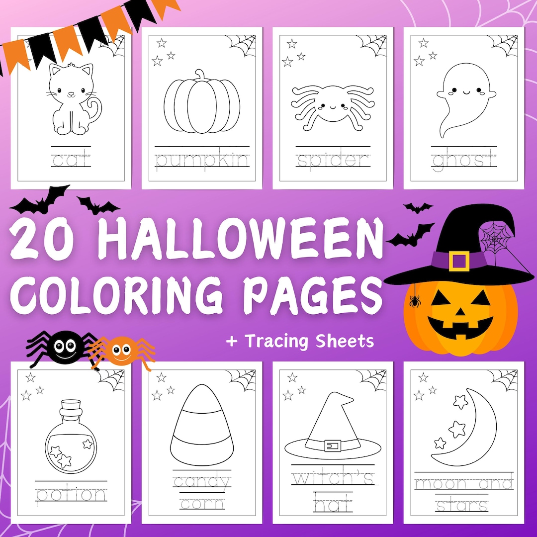Halloween Coloring Pages for Kids, Printable Tracing Worksheets ...