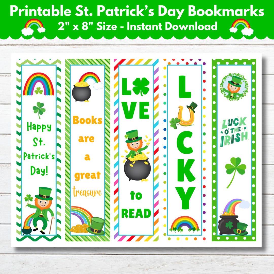 St. Patrick's Day Bookmarks Printable Saint Patrick's Day Craft Kids ...