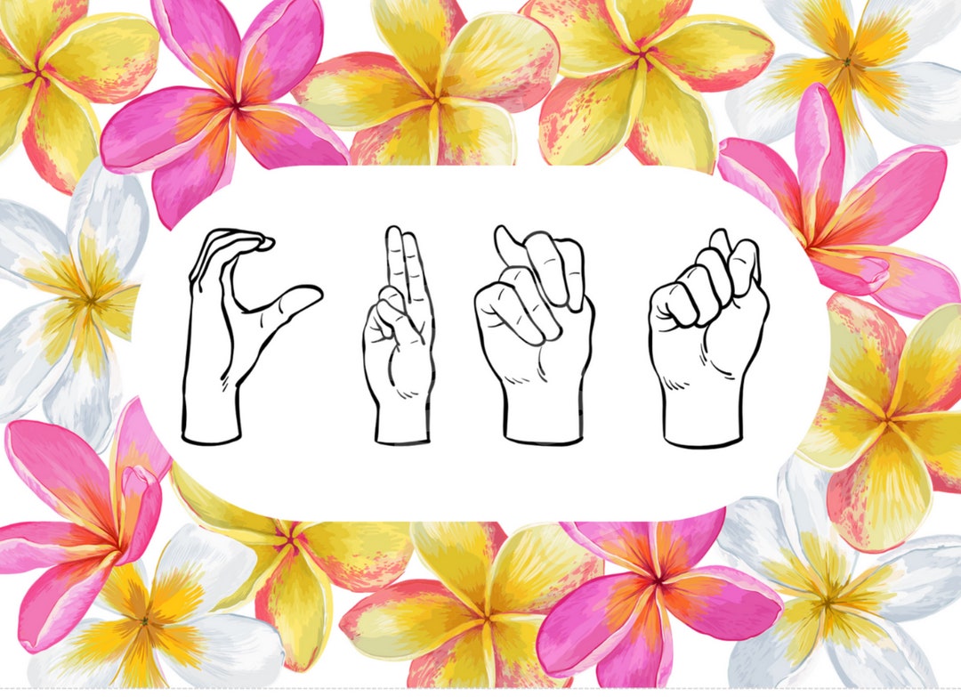Flowered Sign Language C Word Digital Card blank Inside. Suggested ...