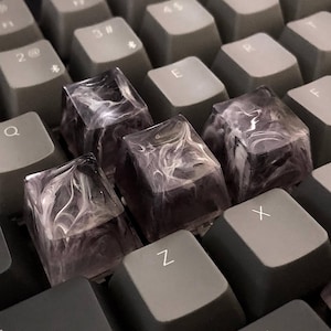 Dark Marble Keycap - Custom Resin Artisan (black & White Swirl) | OEM ...