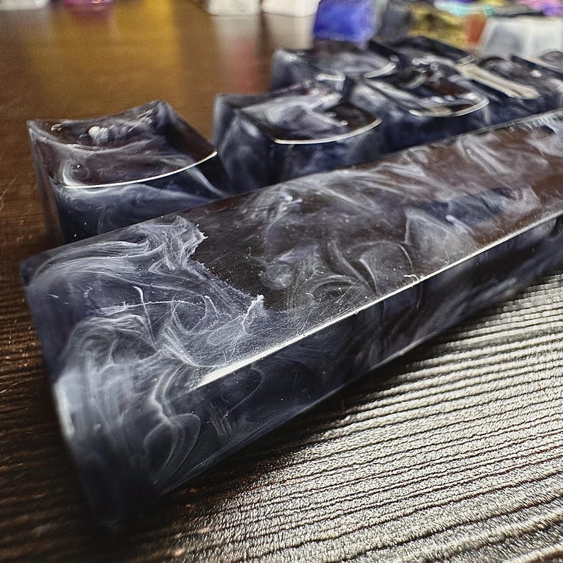 Dark Marble Keycap - Custom Resin Artisan (black & White Swirl) | OEM ...