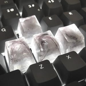 Light Marble Keycap - Custom Resin Artisan (white & Black Swirl) | OEM ...