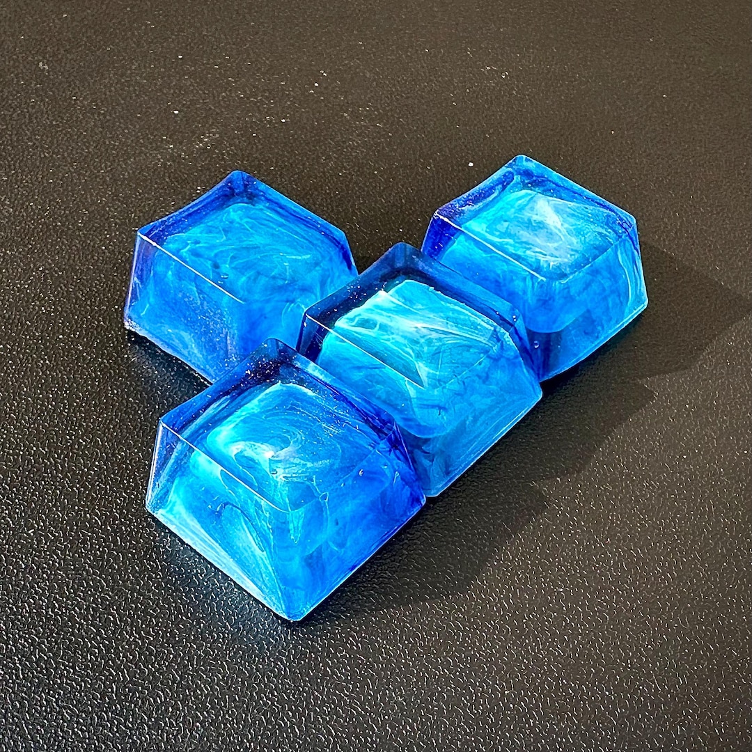 Ocean Drift Keycap - Custom Resin Artisan (dark & Light Blue Waves ...