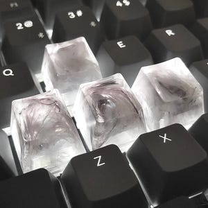 Light Marble Keycap - Custom Resin Artisan (white & Black Swirl) | OEM ...