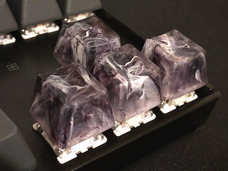 Dark Marble Keycap - Custom Resin Artisan (black & White Swirl) | OEM ...