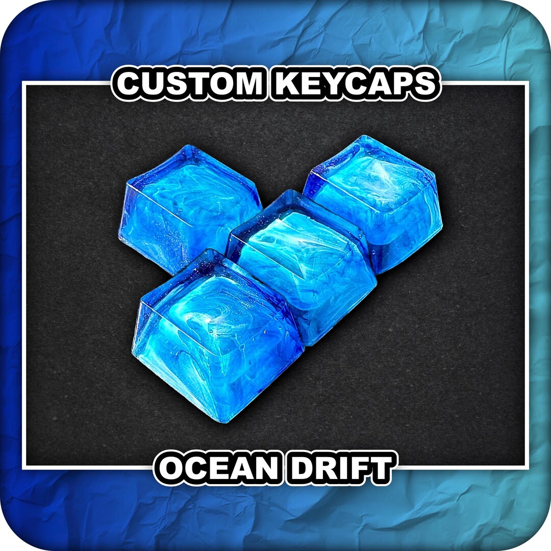 Ocean Drift Keycap - Custom Resin Artisan (dark & Light Blue Waves ...