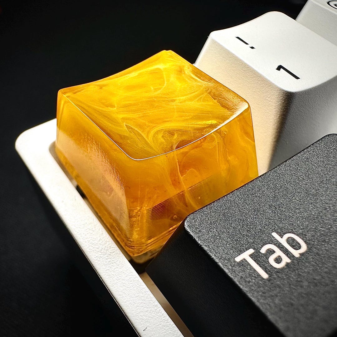 Citrine Quartz Keycap - Custom Resin Artisan (orange & White Swirl ...