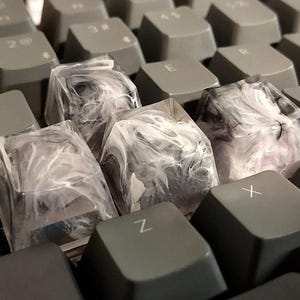 Light Marble Keycap - Custom Resin Artisan (white & Black Swirl) | OEM ...