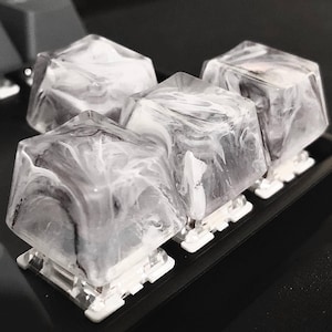 Light Marble Keycap - Custom Resin Artisan (white & Black Swirl) | OEM ...