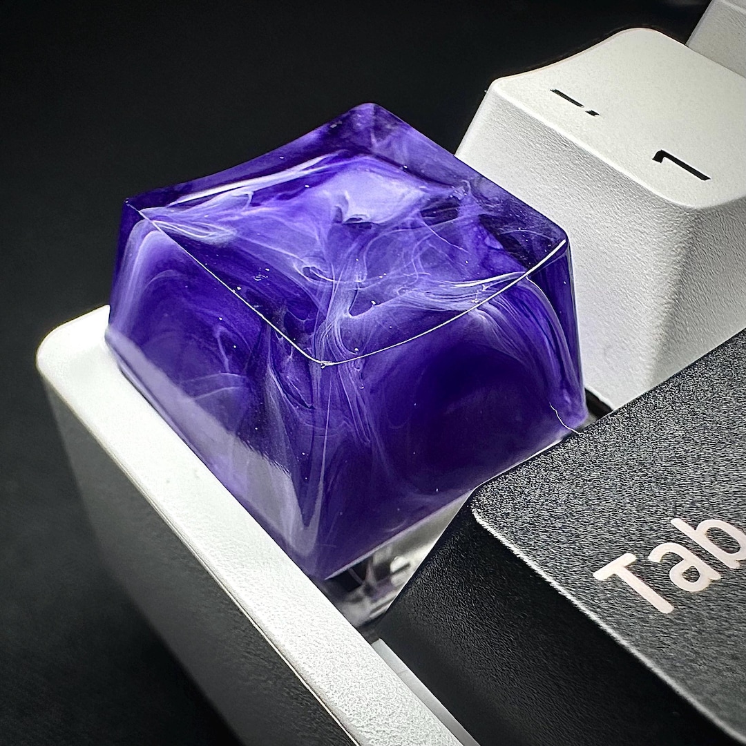 Amethyst Quartz Keycap - Custom Resin Artisan (purple & White Swirl ...