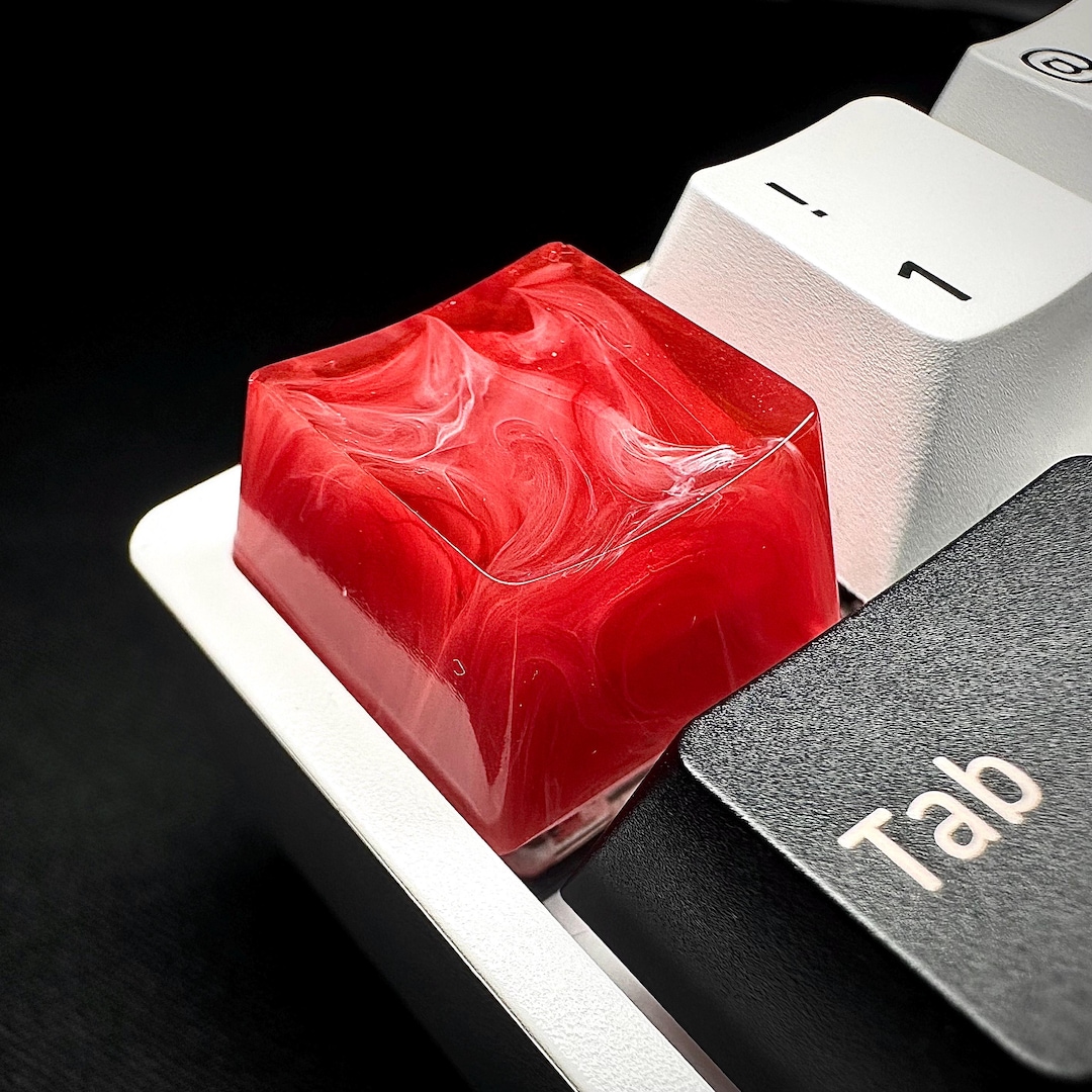 Ruby Marble Keycap - Custom Resin Artisan (red & White Swirl) | OEM ...
