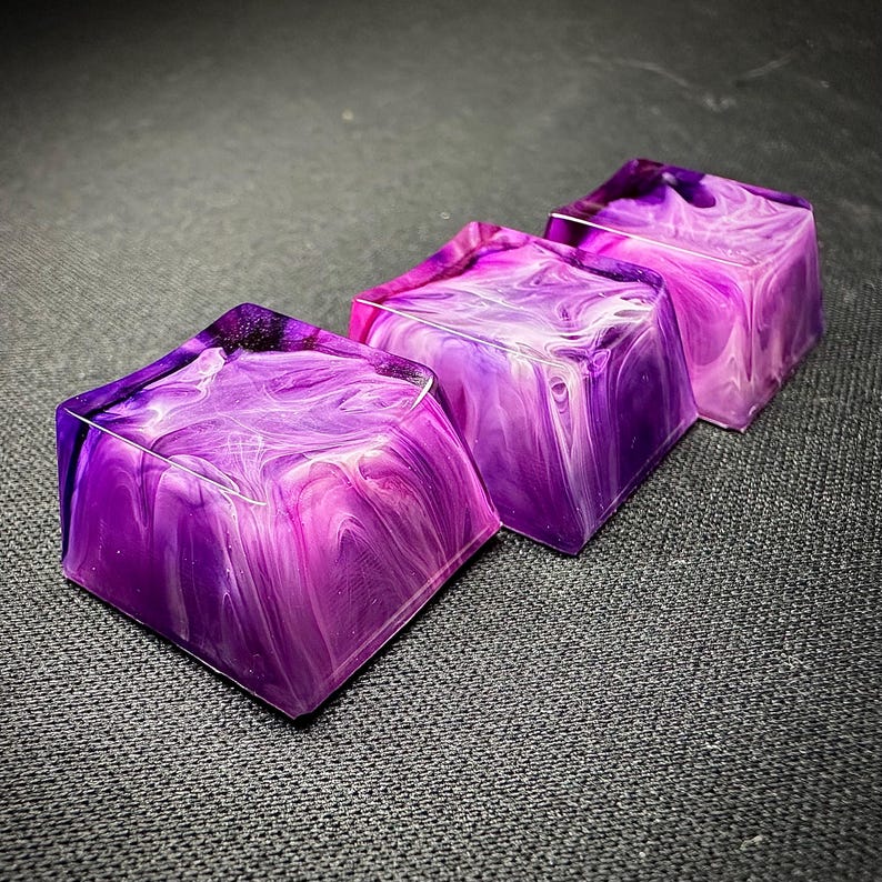 Celestial Quartz Keycap - Custom Resin Artisan (pink & Purple Swirl ...