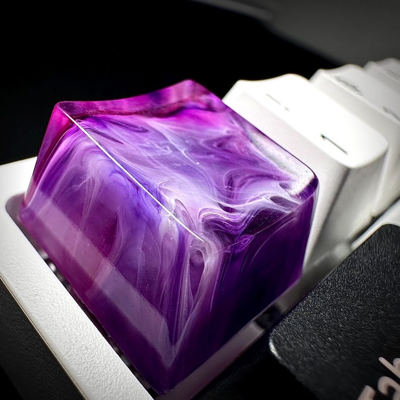 Celestial Quartz Keycap - Custom Resin Artisan (pink & Purple Swirl ...
