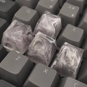 Light Marble Keycap - Custom Resin Artisan (white & Black Swirl) | OEM ...