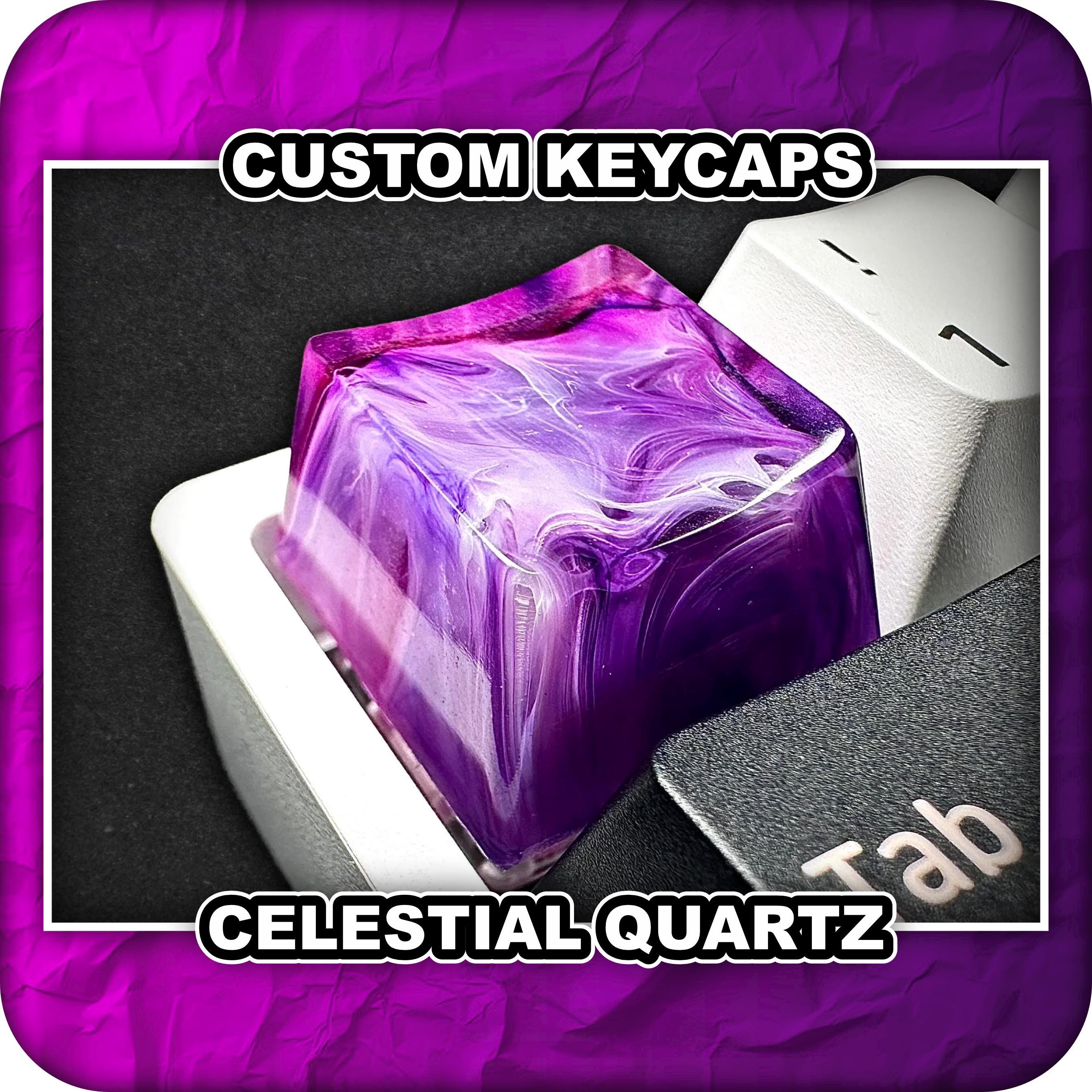 Celestial Quartz Keycap - Custom Resin Artisan (pink & Purple Swirl ...