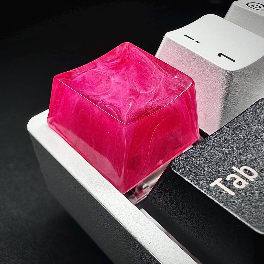 Fuchsia Quartz Keycap - Custom Resin Artisan (hot Pink/white Swirl ...
