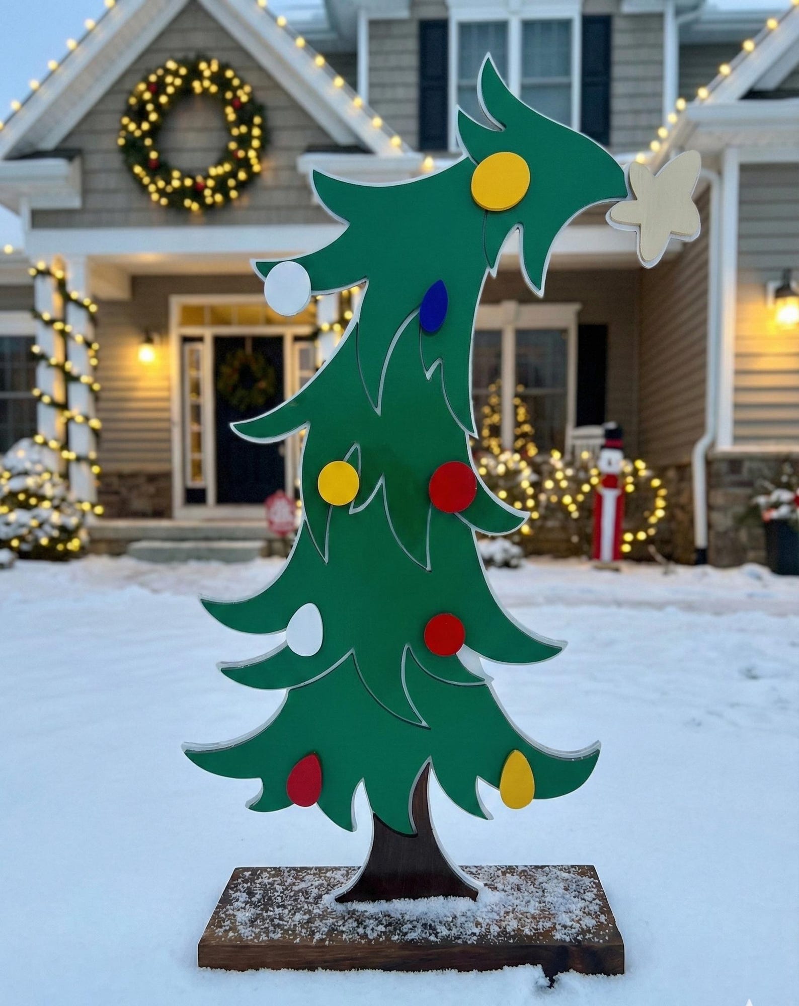 Whimsical Curved Christmas Tree SVG | Wonky 3D Holiday Decor Laser Cut ...