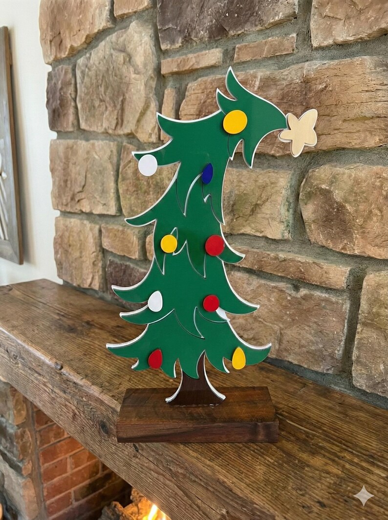 Whimsical Curved Christmas Tree SVG | Wonky 3D Holiday Decor Laser Cut ...