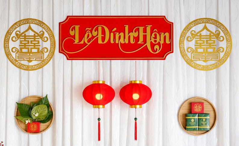 Le Dinh Hon Sign - Bảng Lễ Đính Hôn - Traditional Vietnamese Wedding ...
