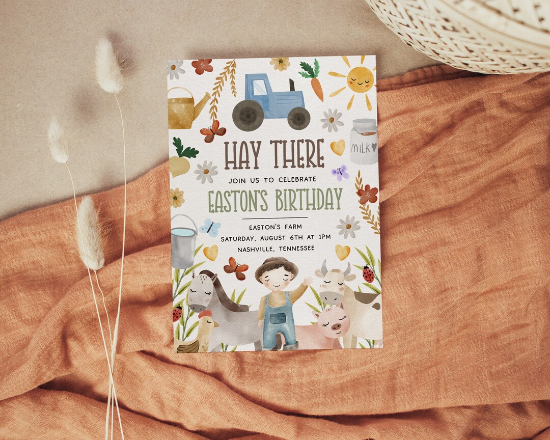 Editable Farm Birthday Invitation, Hay There Theme (digital Download ...