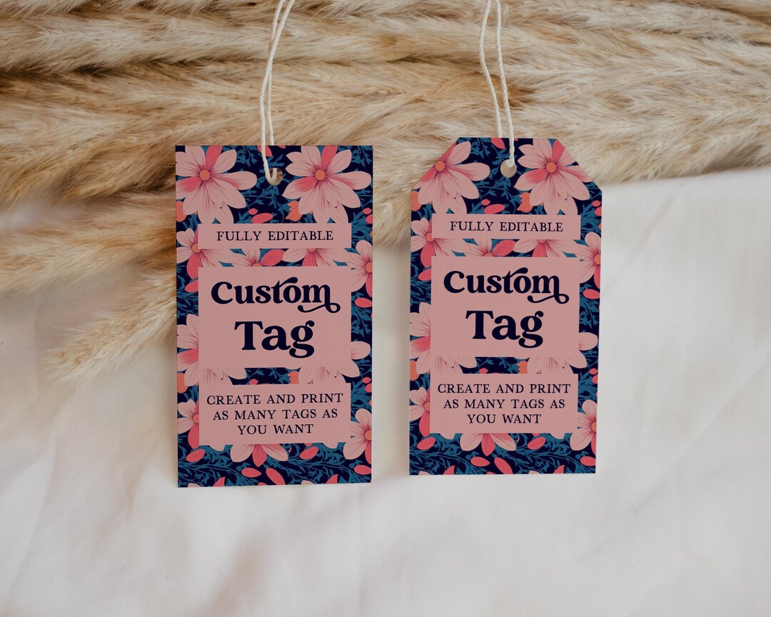 Editable Floral Custom Gift Tag, Personalized Gift Tag Template, Favor ...