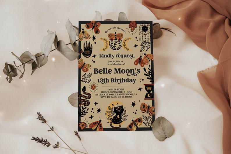 Editable Tarot Card Birthday Party Invitation Mystical - Etsy