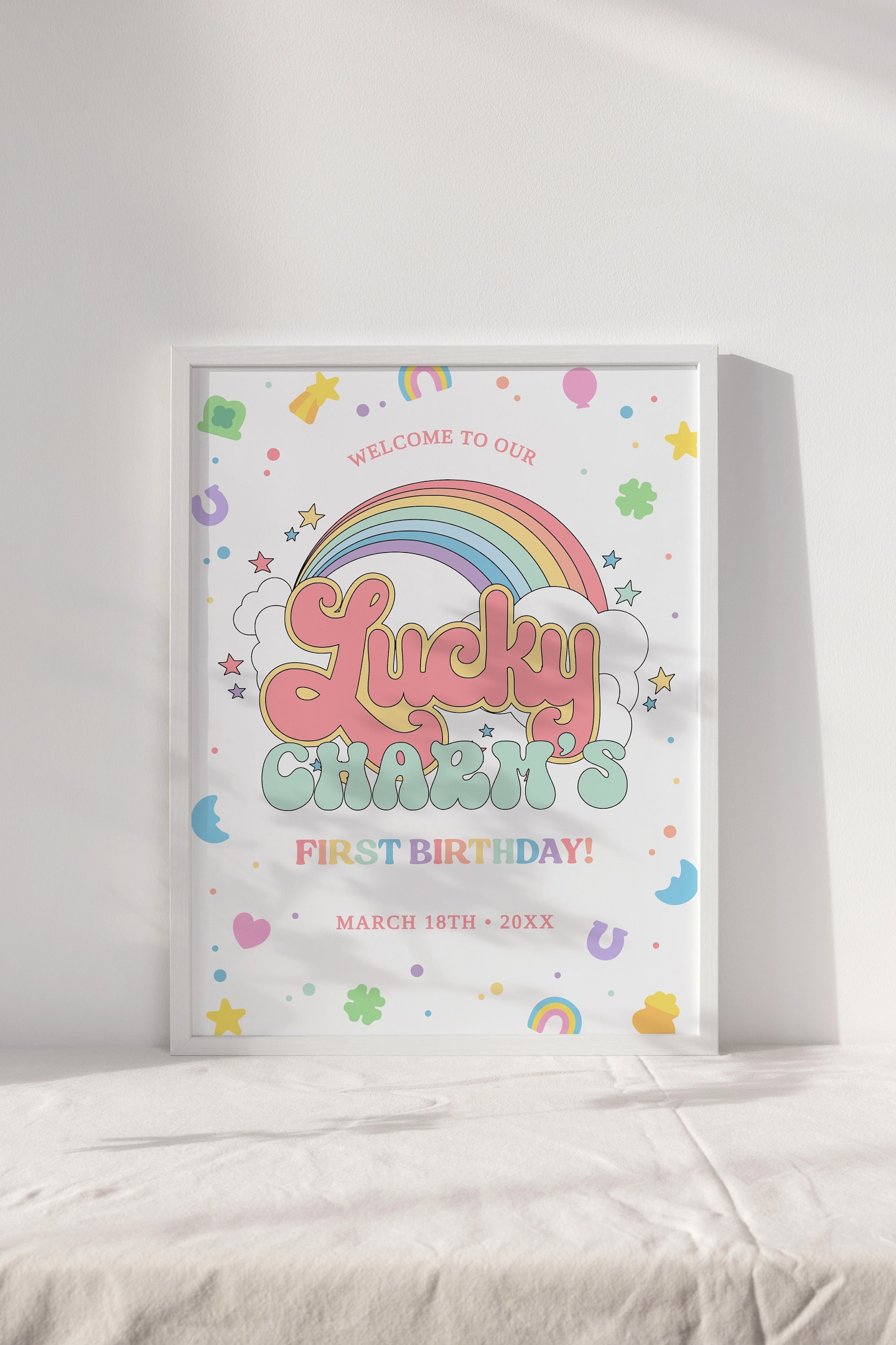 Editable Lucky Charm 1st Birthday Welcome Sign (digital Download) - Etsy