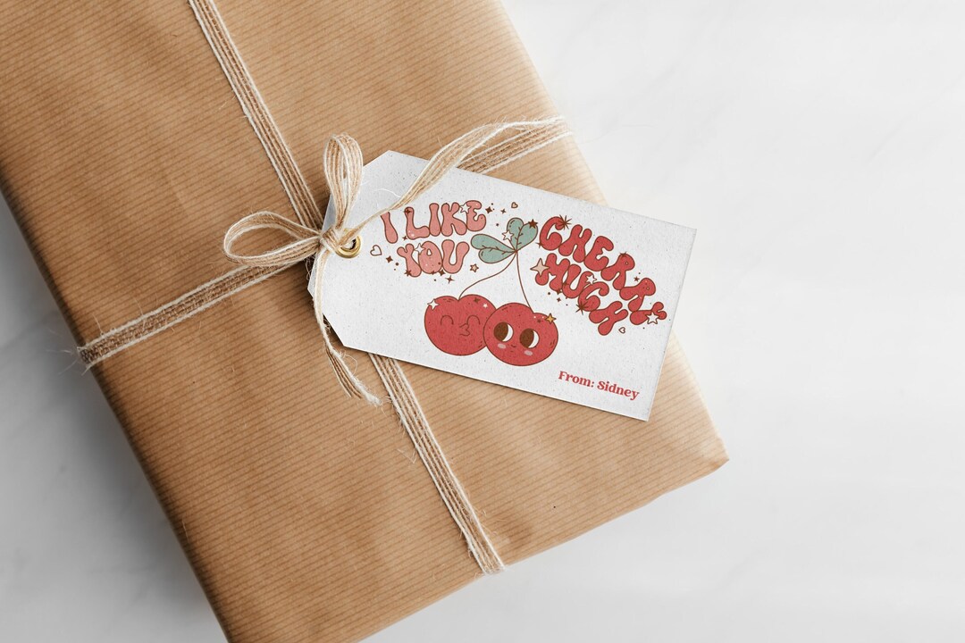 Editable Valentine's Day Gift Tag, I Like You Cherry Much Gift Tag ...