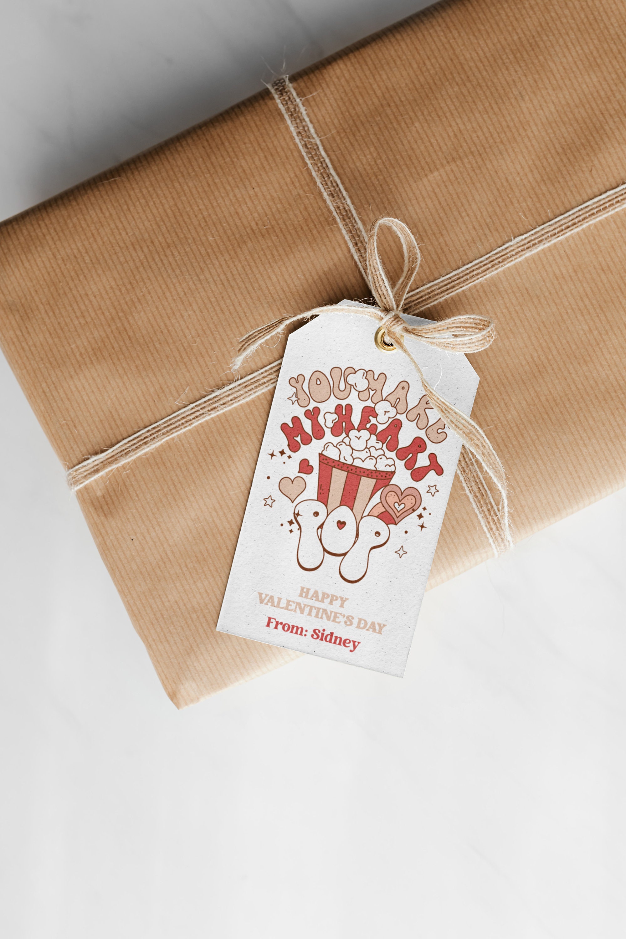 Editable Valentine's Day Gift Tag, You Make My Heart Pop Gift Tag ...