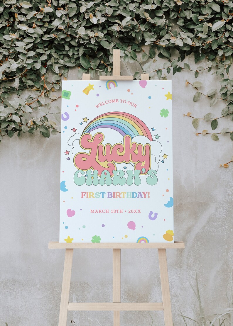 Editable Lucky Charm Birthday Party Welcome Sign St. - Etsy