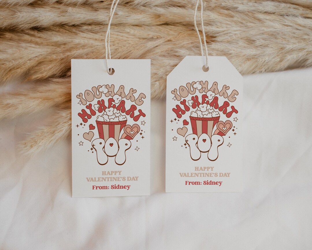 Editable Valentine's Day Gift Tag, You Make My Heart Pop Gift Tag ...