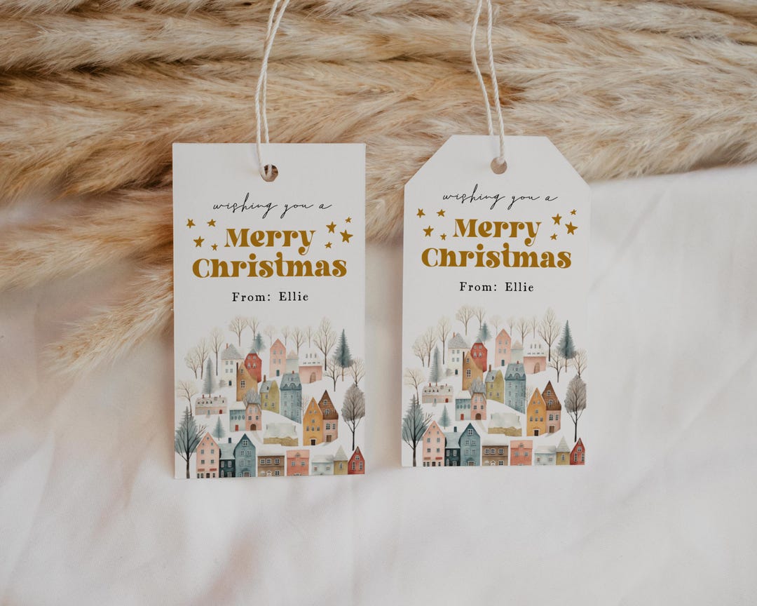 Editable Christmas Gift Tag, Wishing You A Merry Christmas Holiday Tag ...