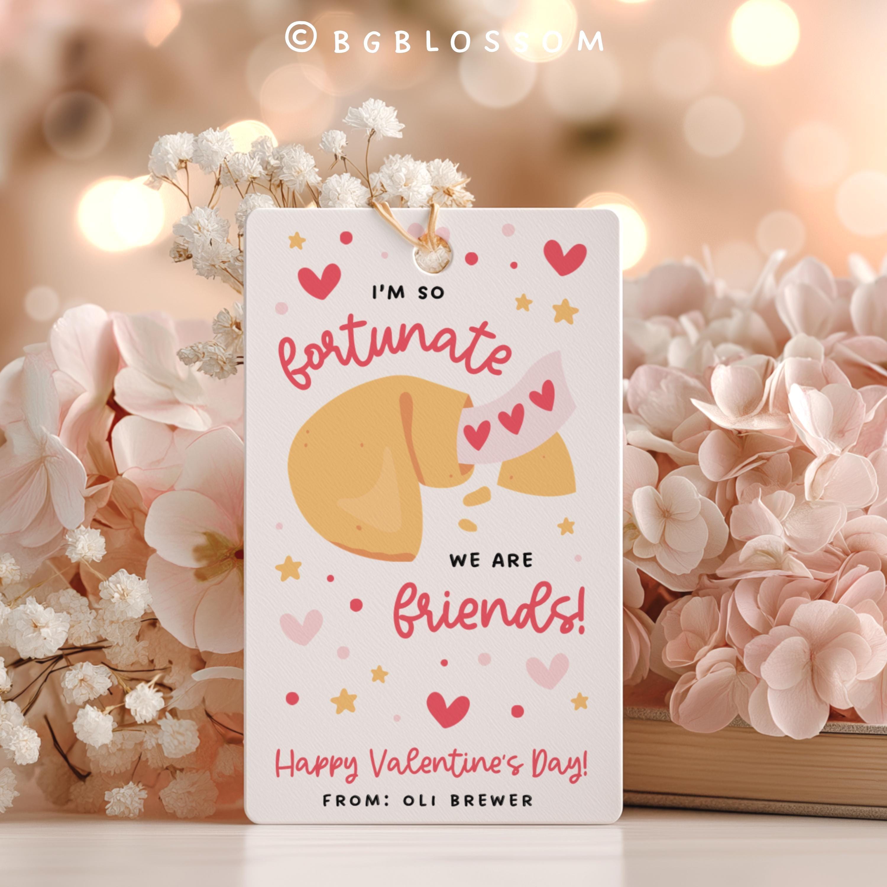 Editable Fortune Cookie Valentine’s Day Gift Tag, I’m so Fortunate We ...