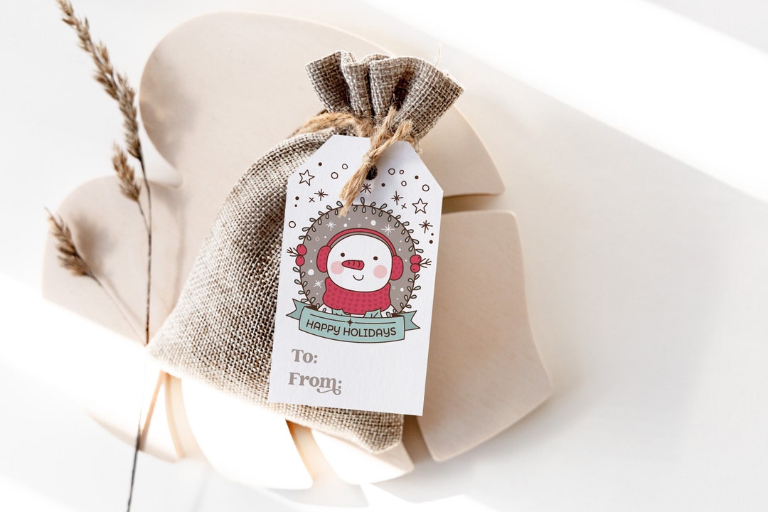 Editable Christmas Gift Tag, Happy Holidays Gift Tag Template ...