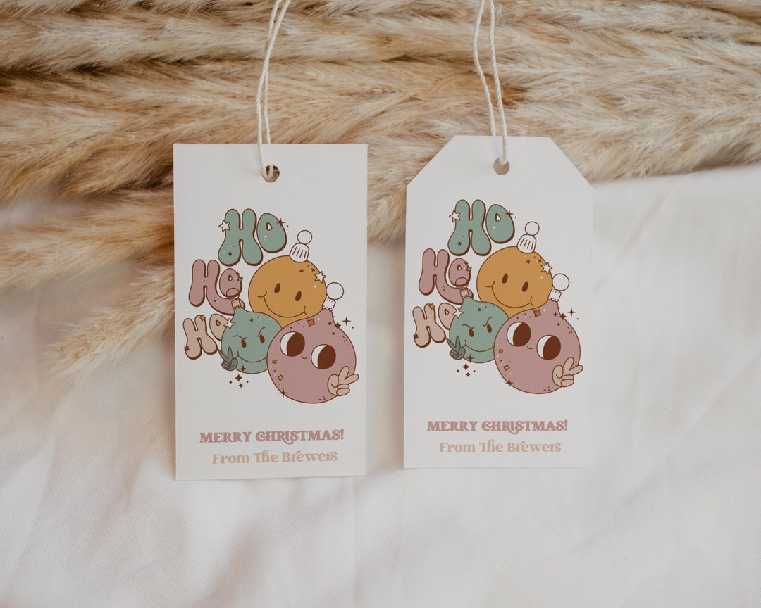 Editable Christmas Gift Tag, Ho Ho Ho Groovy Gift Tag Template ...