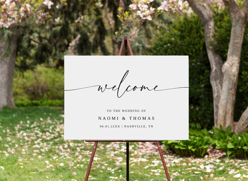 Editable Wedding Welcome Sign, Script Welcome Poster Template, Modern ...