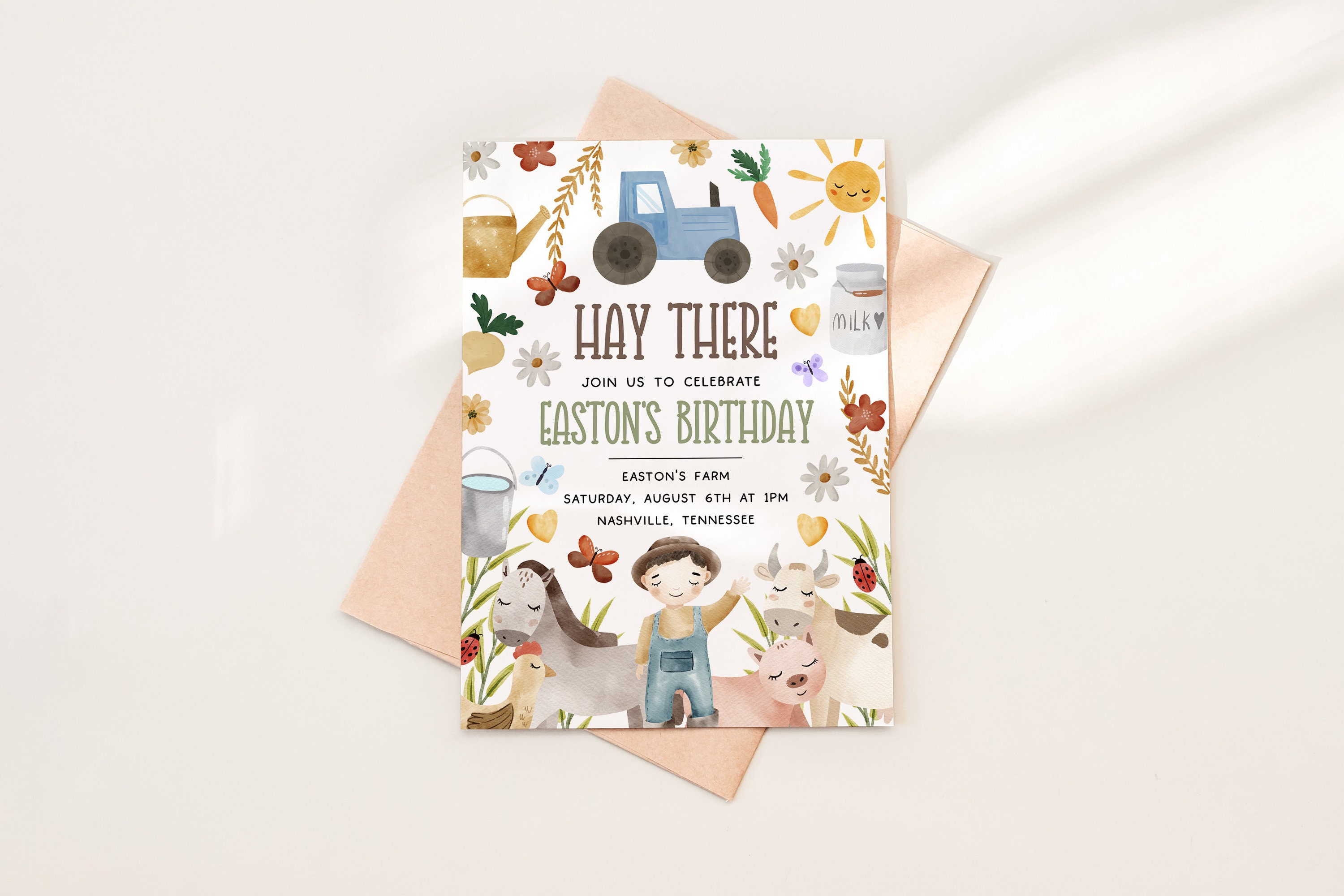 Editable Farm Birthday Invitation, Hay There Theme (digital Download ...