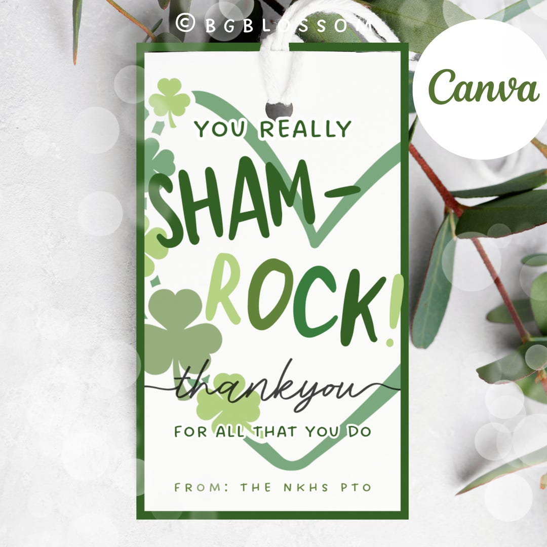 Editable You Shamrock Gift Tag, St. Patrick’s Day Appreciation Favor ...